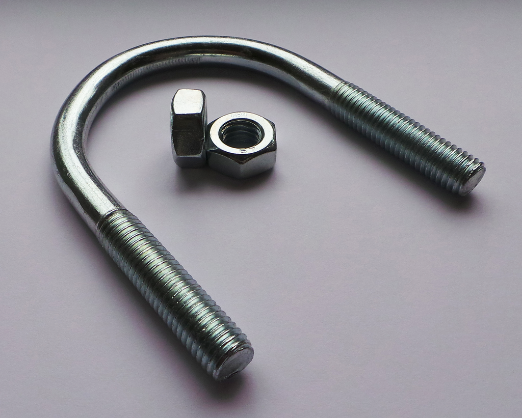 47mm X M8 Grip Bright Zinc Plated Steel U Bolt & 2 Nuts | British Bolts