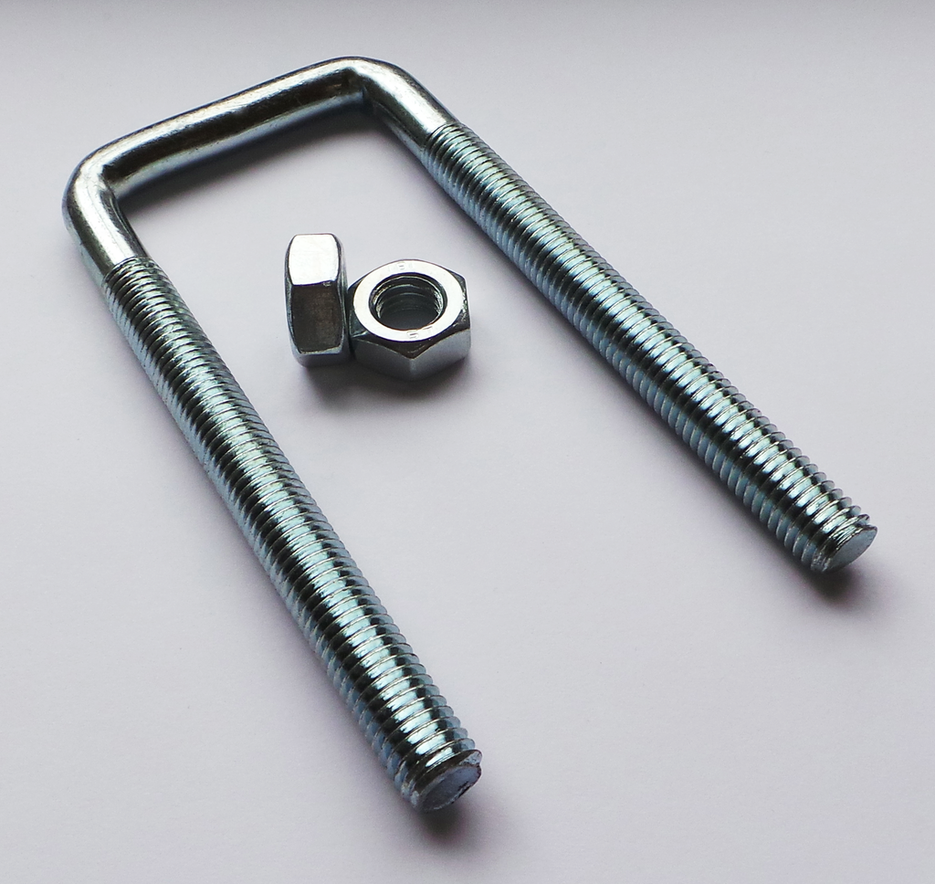 150mm X 45mm X M10 Bright Zinc Plated Steel Square U Bolt & 2 Nuts ...