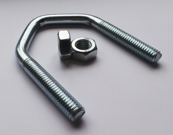 45mm X M8 Bright Zinc Plated Steel V Bolt & 2 Nuts | British Bolts